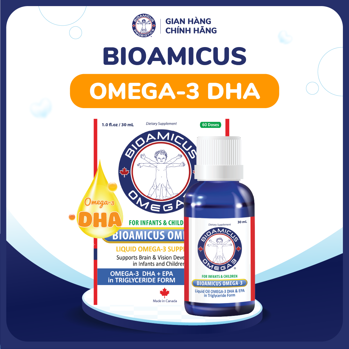 DHA BioAmicus Omega-3 - DHA không tanh cho trẻ từ sơ sinh